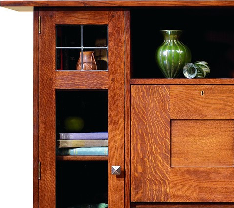 Ellis Fall-Front Bookcase with Glass Doors by Stickley (89-477-G)