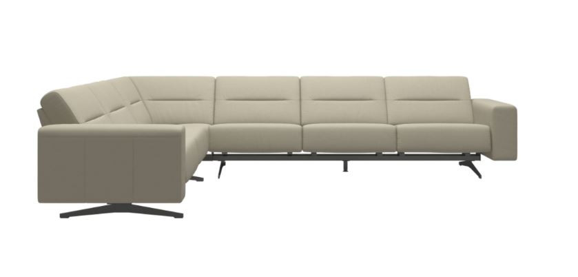 Stressless Stella 2.3 Seater Sectional with S1 Arm and Metal Legs