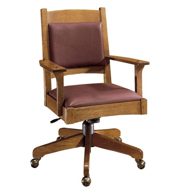 Swivel Tilt Leather Back Desk Chair By Stickley