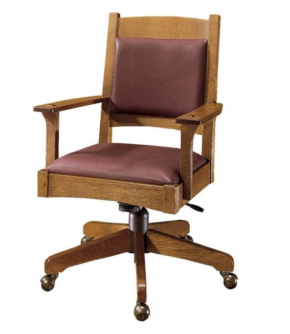 Swivel Tilt Leather Back Desk Chair By Stickley