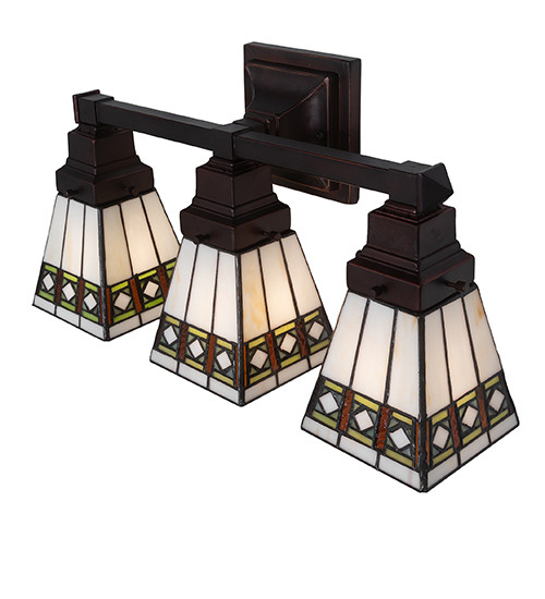 20"W Diamond Band Mission 3 LT Vanity Light