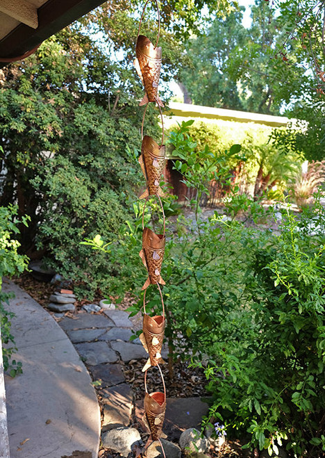 Koi Fish Copper Rain Chain - The Mission Motif