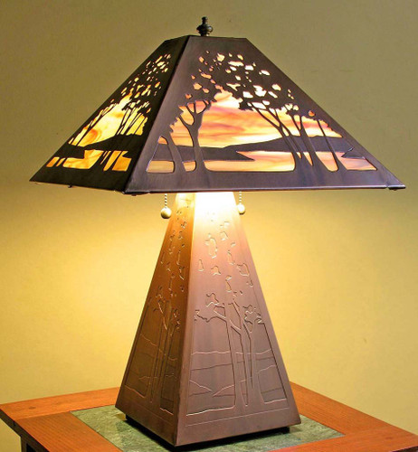 Tree Table Lamp - Bas Relief Shade and Base