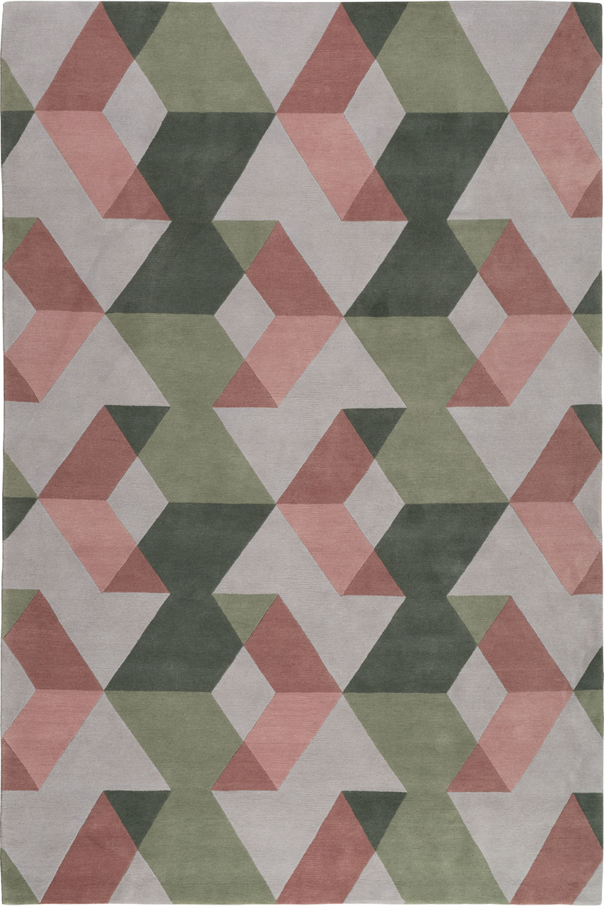 Fold Pink Geometric Wool rug by The Rug Company