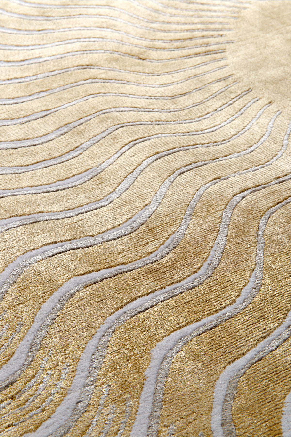 Sunray Gold Handknotted rug by Mary Katrantzou