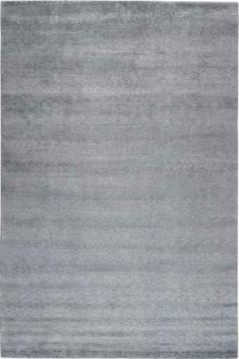 Lake 100 Knot Blue/Grey Plain Wool & Bamboo silk rug by The Rug Company