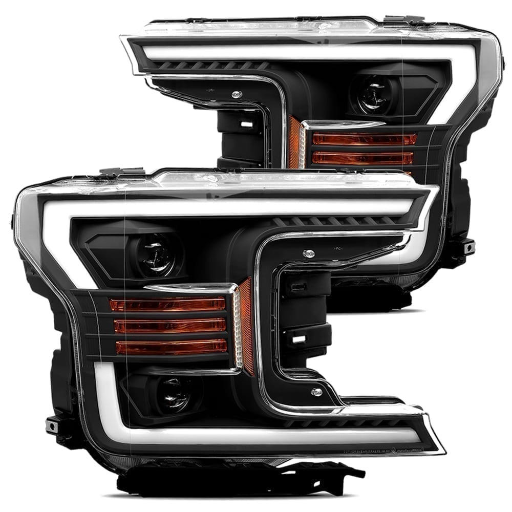 Alpharex 18-20 Ford F150 Pro-Series Halogen Projector Headlights - Black