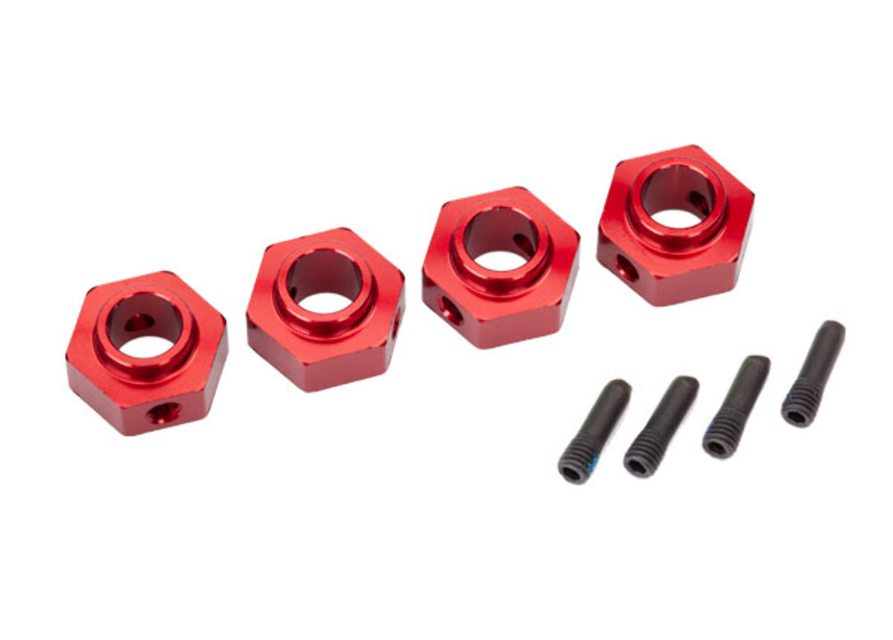 Traxxas Red Aluminum 12 mm Wheel Hubs (4) & Screw Pins (8269R ...