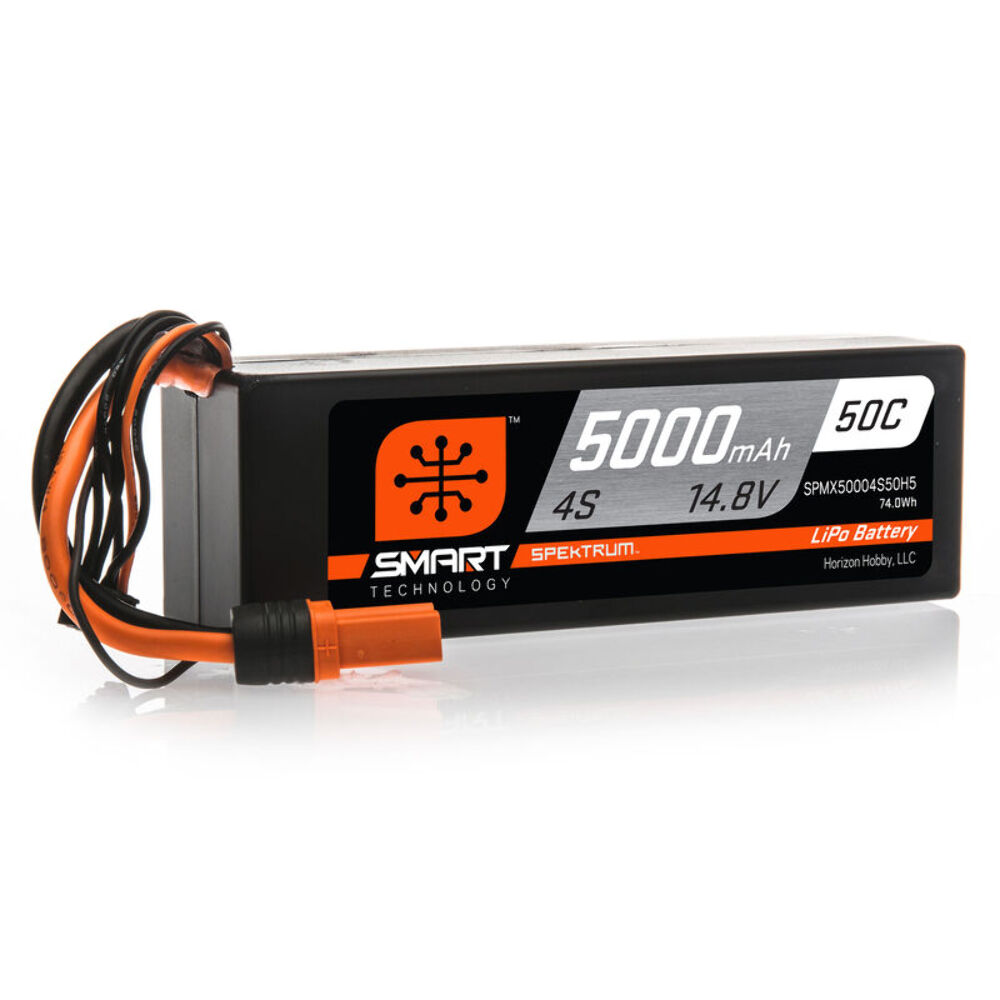 Spektrum 5000mAh 4S 14.8V 50C Smart LiPo Hardcase IC5 (SPMX50004S50H5 ...