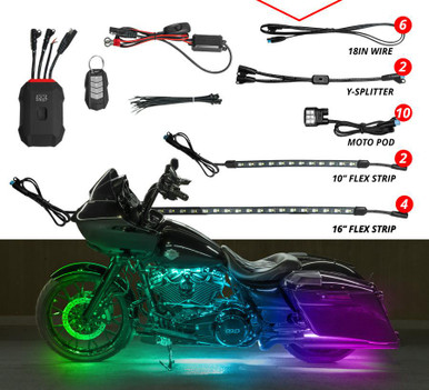Xkglow Xkmax Moto-Adv Rgbw 16Pc Addressable Motorcycle Underglow Light Kit
