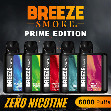 BREEZE SMOKE PRIME EDITION ZERO NICOTINE 6000 PUFFS DISPOSABLE VAPE ...