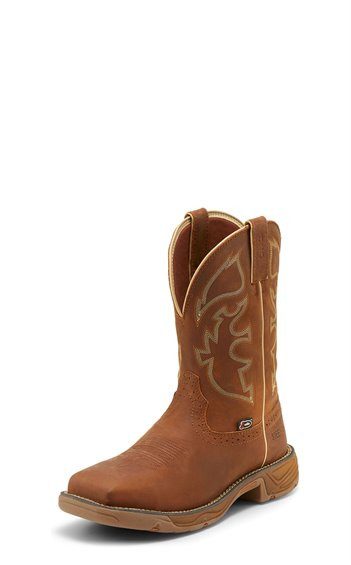 Justin Mens Boots WK4321 Rush Steel Toe Grizzly Brown