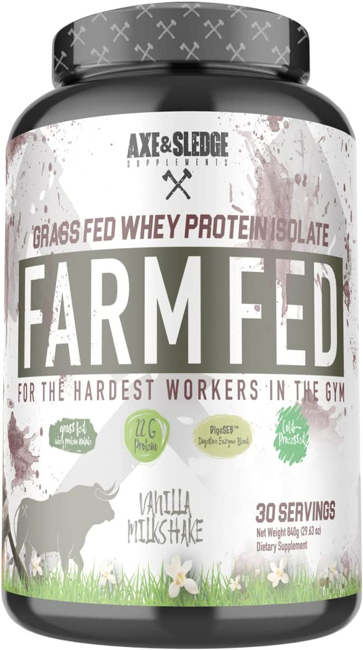Axe And Sledge Farm Fed Grass Fed Whey Protein Isolate Vanilla Milkshake