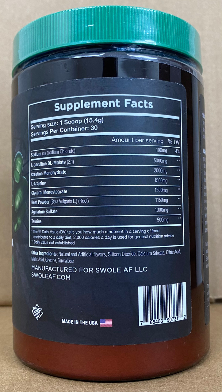 SWOLE AF HULK AF STIM FREE PRE-WORKOUT, BLUE RAZZ, 30 SERVINGS - HD ...
