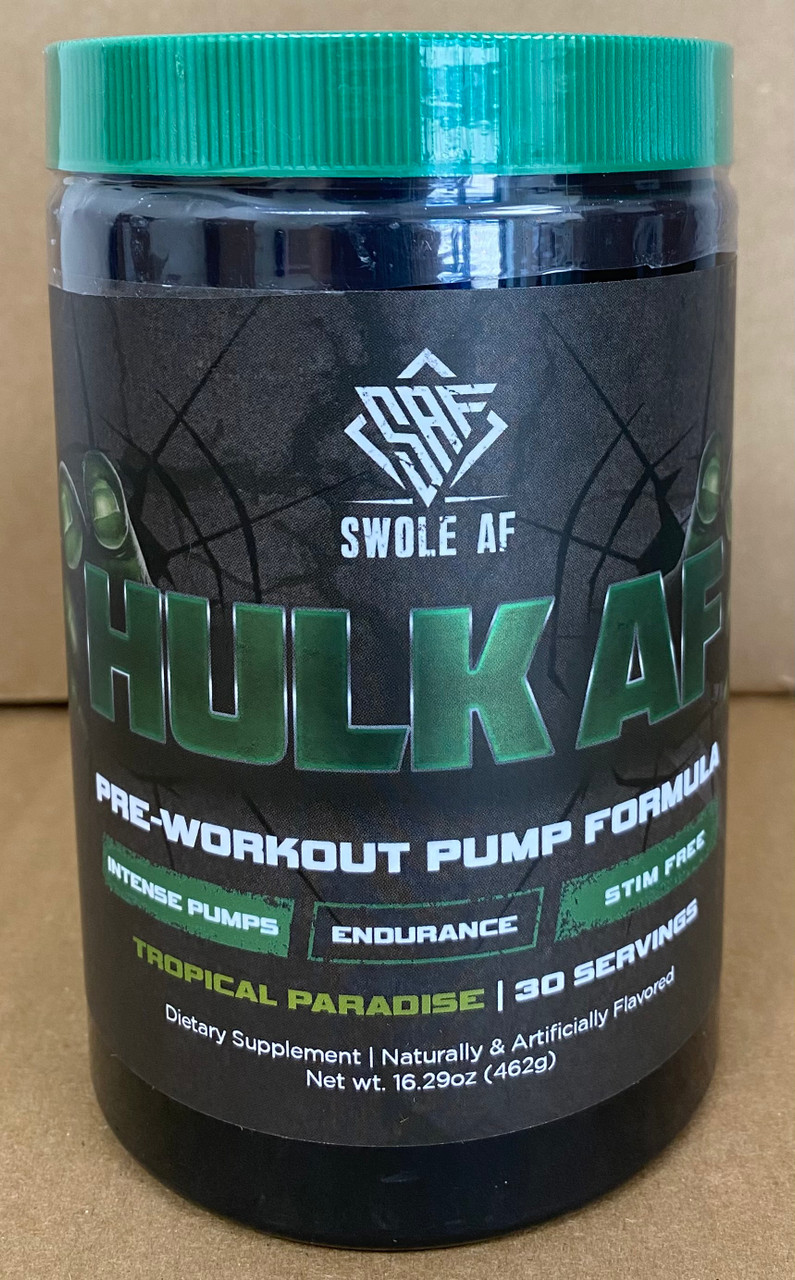 SWOLE AF HULK AF STIM FREE PRE-WORKOUT, TROPICAL PARADISE, 30 SERVINGS ...