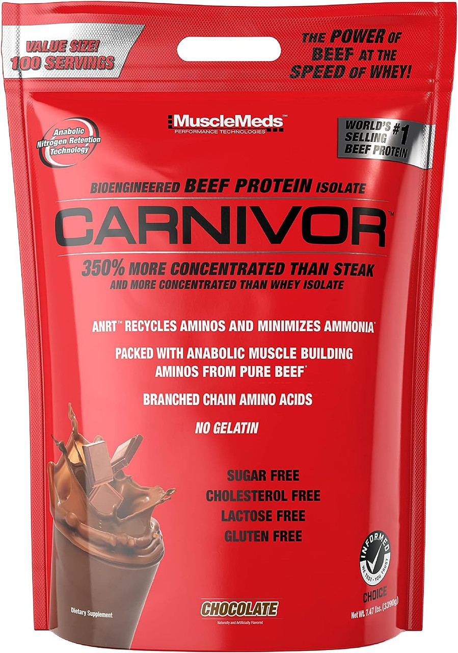 MUSCLEMEDS CARNIVOR BEEF PROTEIN ISOLATE, CHOCOLATE, 7.47LBS, 100 ...