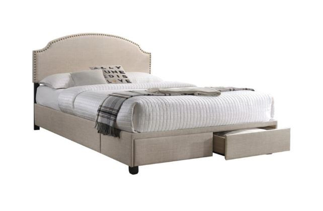 Beige Upholstered Full Storage Bed - Mega Mattress LLC