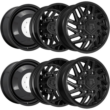 Set of 6-22" Inch TIS 544B Dually 8x6.5" Gloss Black Wheels Rims 544B ...