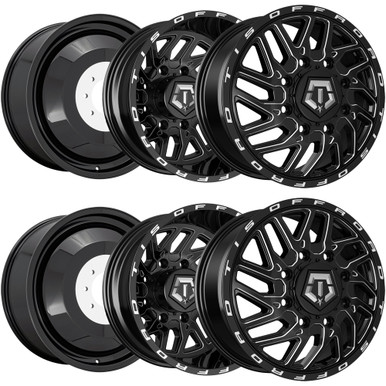 Set of 6-22" Inch TIS 544BM Dually 8x6.5" Black/Milled Wheels Rims 544BM-22899S-6 - ShopCWO
