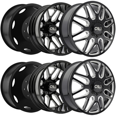 (Set of 6) 24" Inch Cali Off-Road Invader Dually 8x6.5" Black/Milled ...