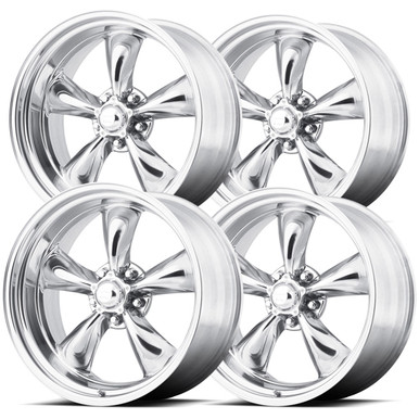 (Set of 4) Staggered AR VN515 Torq Thrust II 14" 5x4.5" Polished Wheels ...