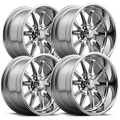 (Set of 4) Staggered US Mags U110 Rambler 20x8,20x9.5 5x4.75" Chrome ...