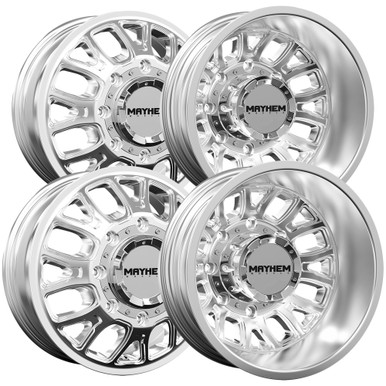 Set of 4-17" Inch Mayhem 8107D Cogent Dually 8x6.5" Polished Wheels ...