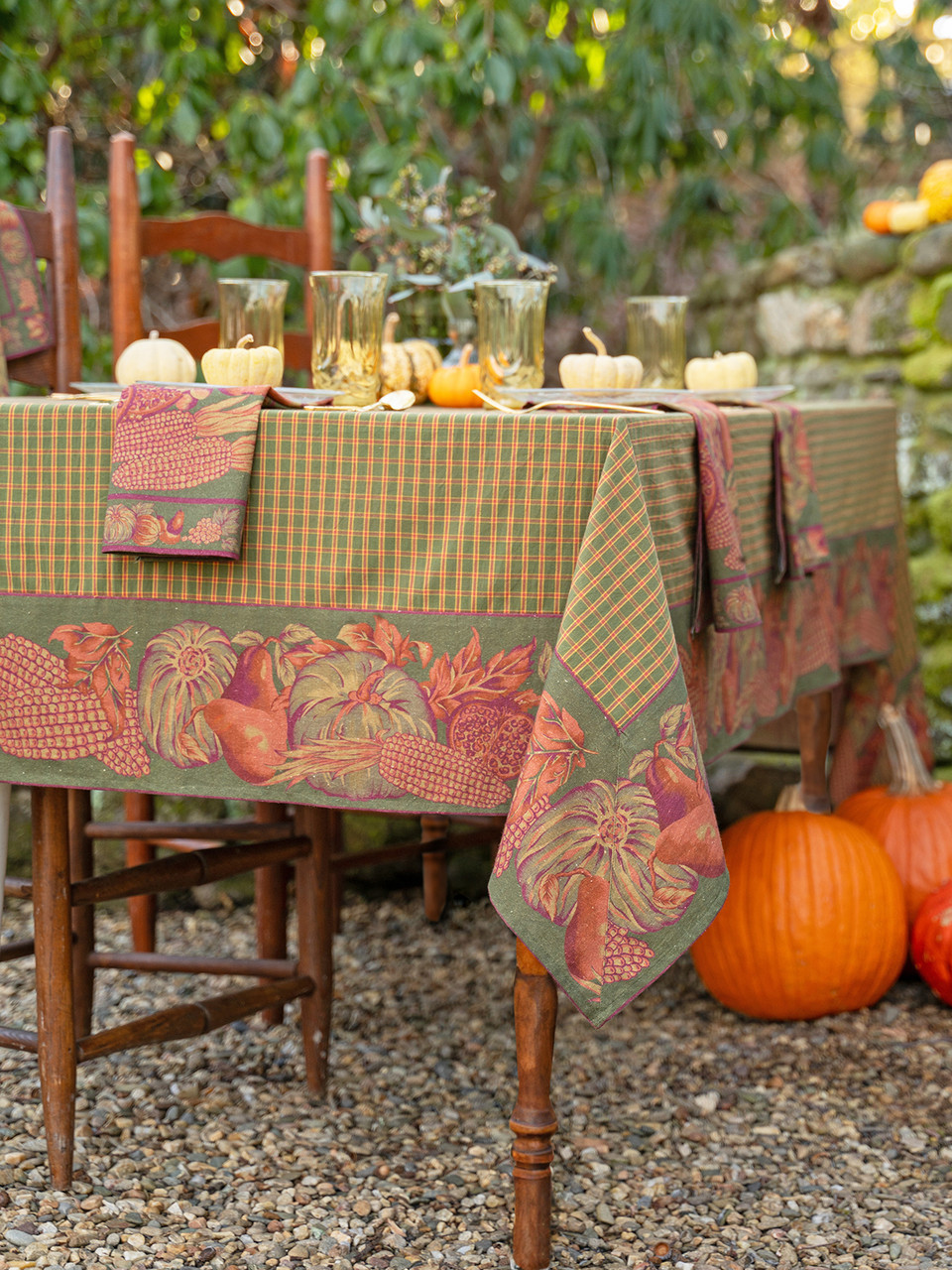 Harvest Tablecloth Olive Green Size Seats 6 8 60x90 Dining April Cornell