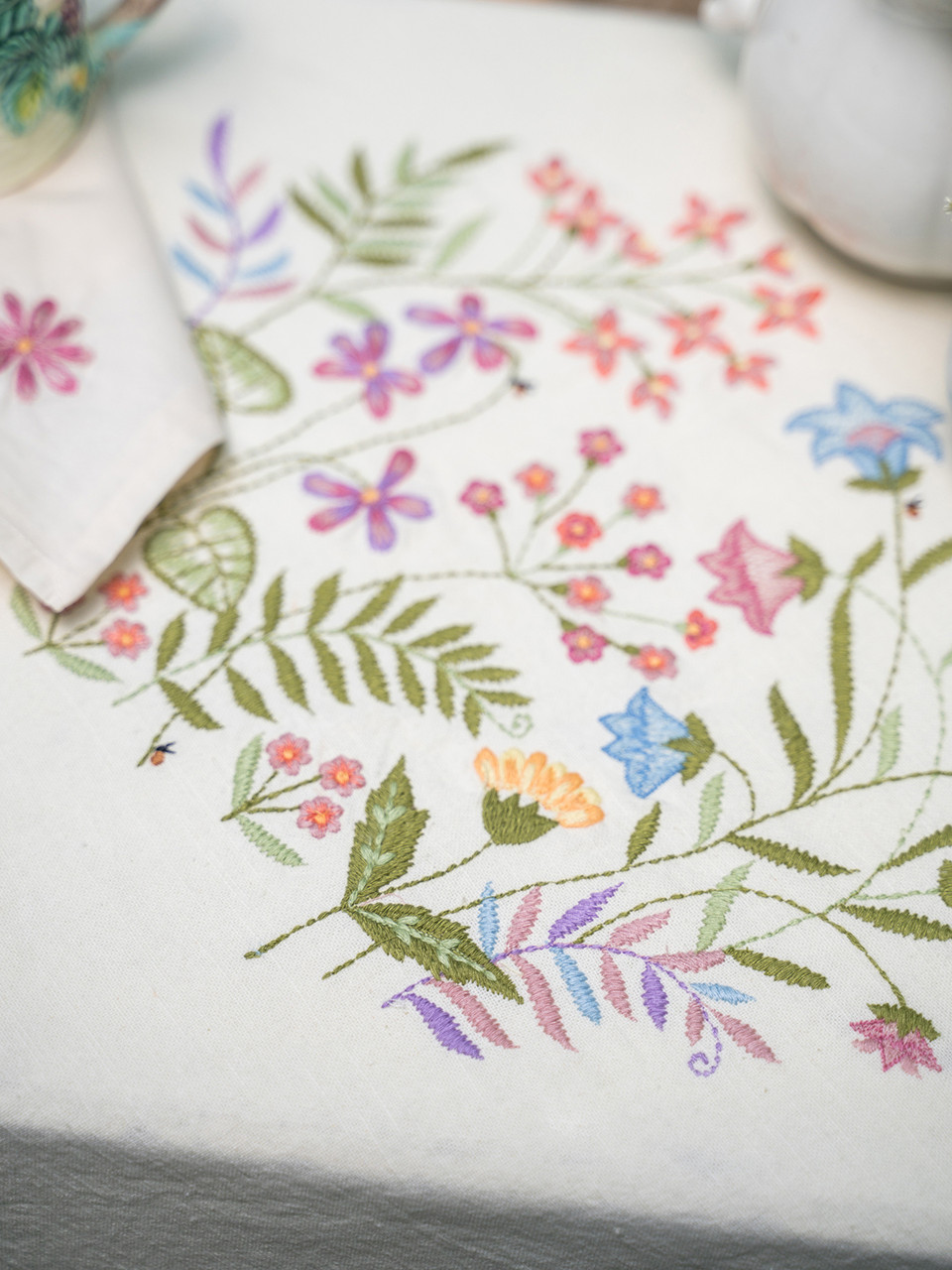 Garden Embroidered Tea Cloth - Multi | Shop Beautiful Designs by April ...