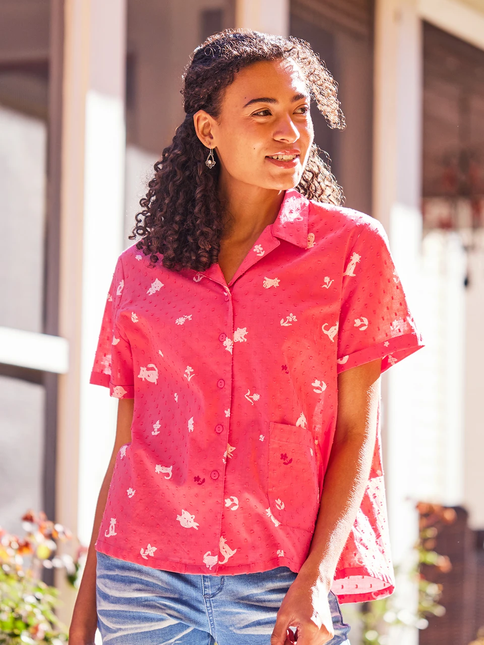 Meow Camp Blouse | Shop Beautiful Designs by April Cornell - Canada