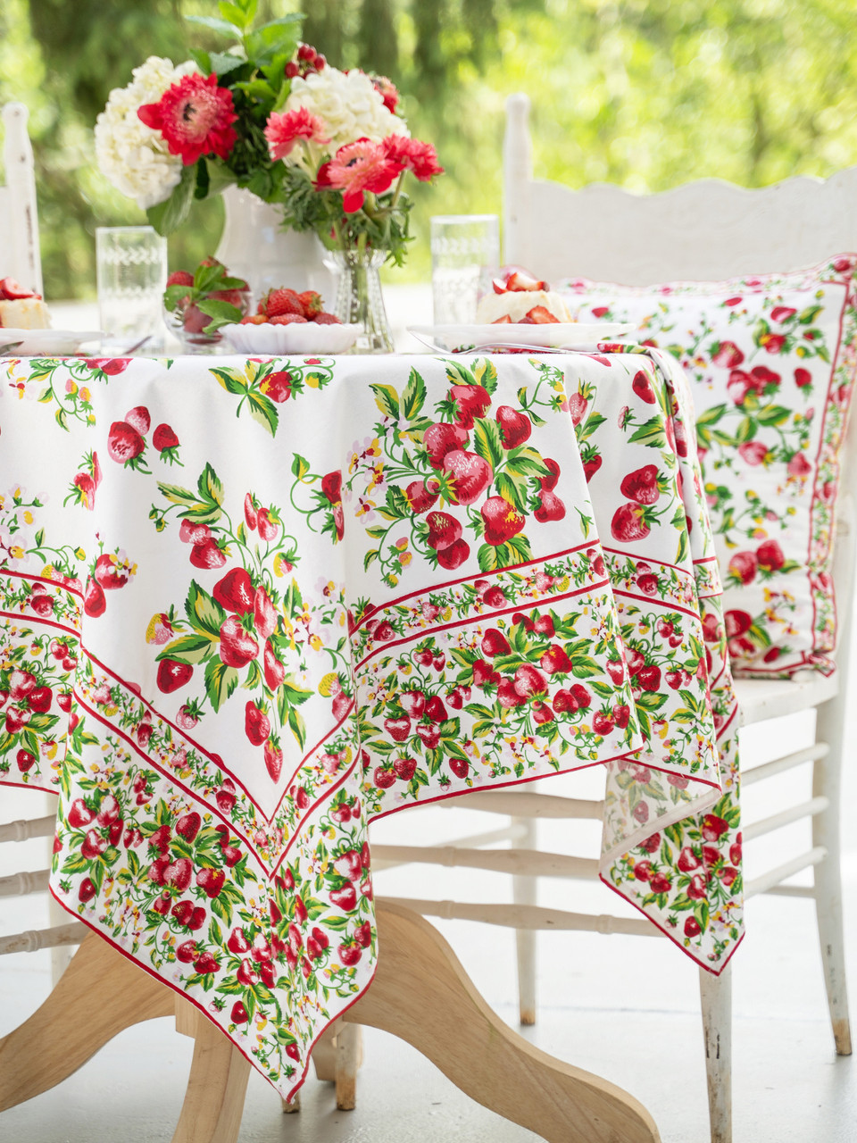 Strawberry Basket Tablecloth - White | Shop Beautiful Designs by April ...