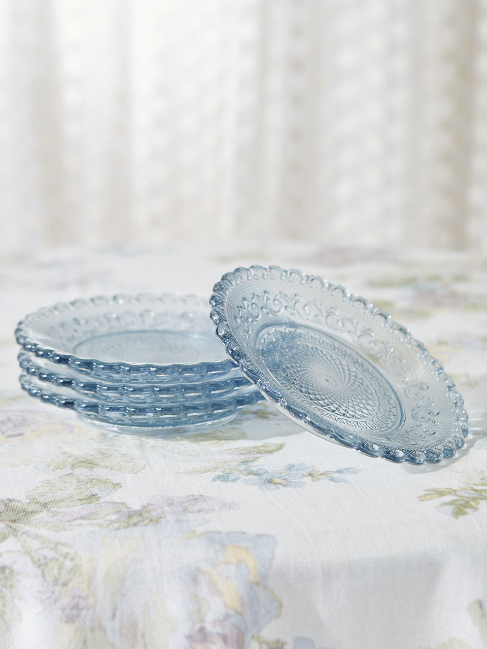 Chantilly Glass Plates Set of 4 - Blue | Shop Beautiful Designs by ...