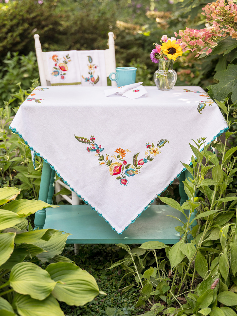 Sunny Day Embroidered Tea Cloth | Shop Beautiful Designs by April ...