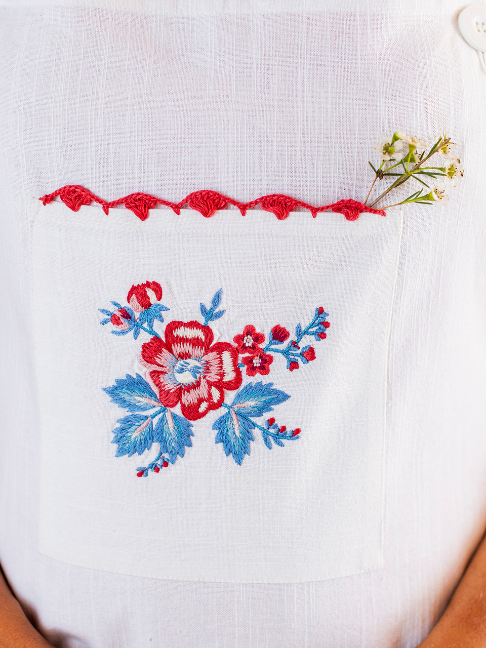 Magnolia Embroidered Apron | Shop Beautiful Designs by April Cornell ...