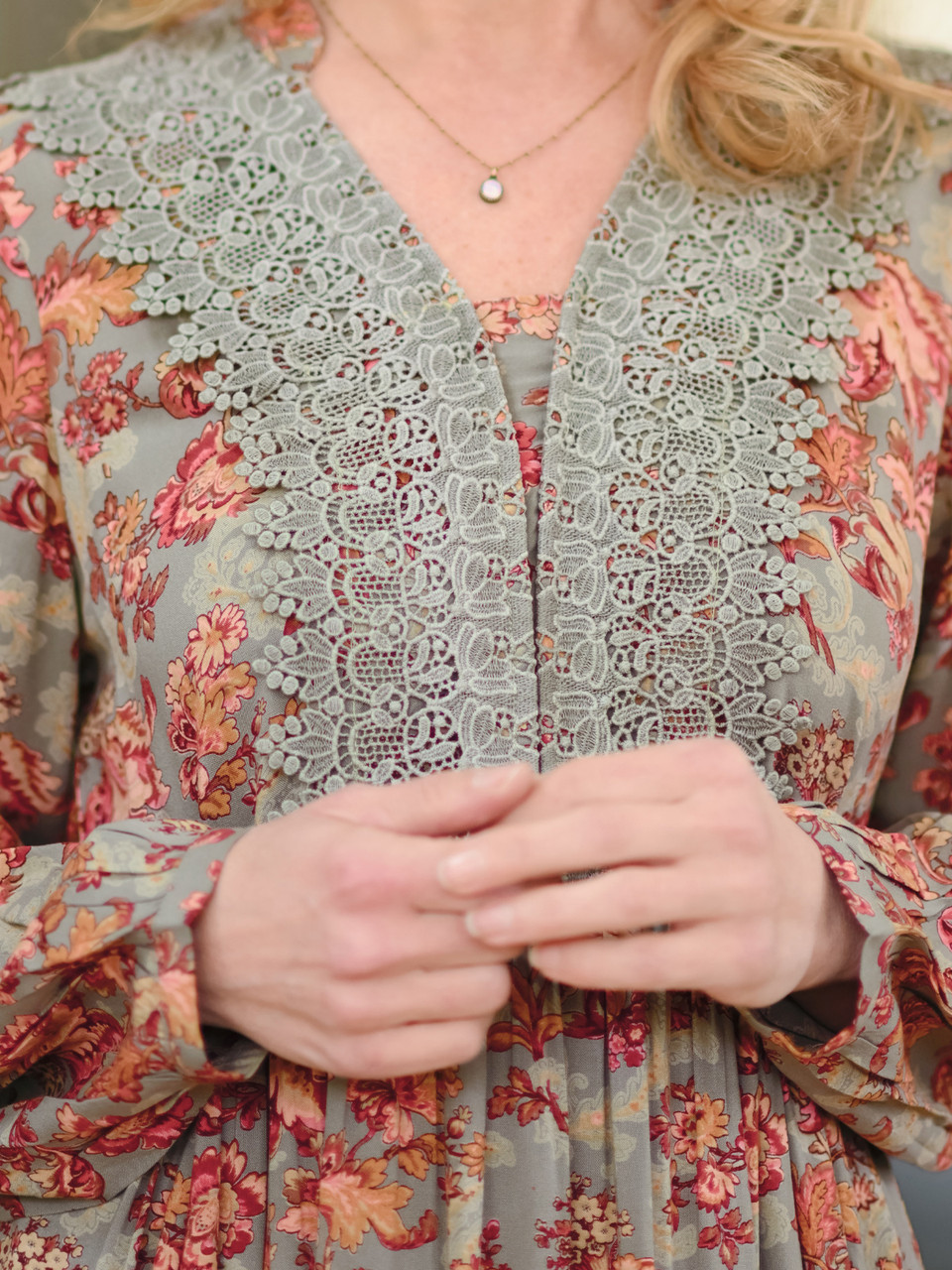 Marseille Lace Dress - Smoky Teal | Shop Beautiful Designs by April Cornell