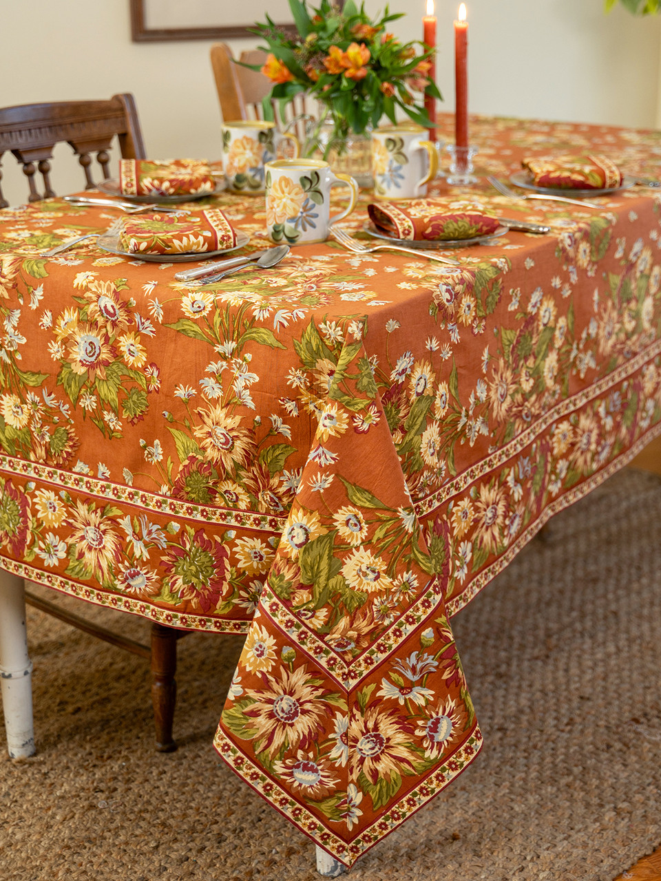 Marguerite Tablecloth - Rust | Shop Beautiful Designs by April Cornell