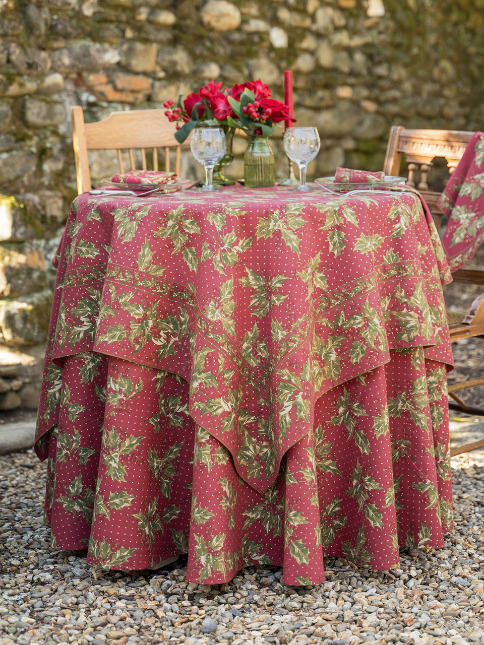 Winterberry Dot Round Cloth - Red | Shop Beautiful Designs by April Cornell