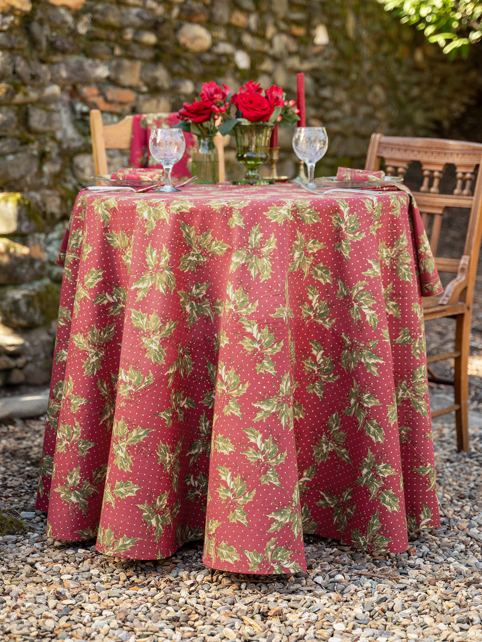 Winterberry Dot Round Cloth - Red | Shop Beautiful Designs by April Cornell