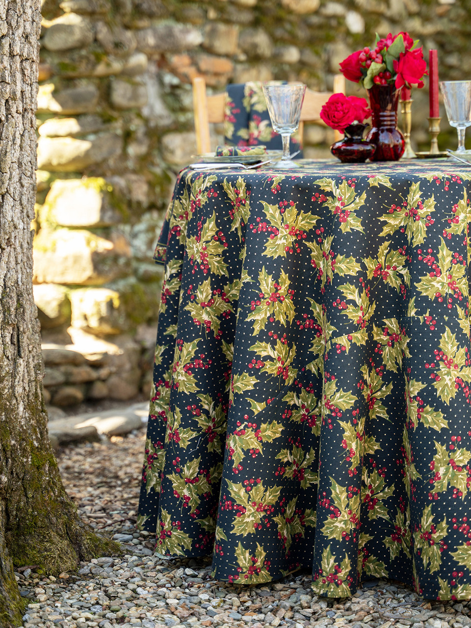 Winterberry Dot Round Cloth - Black | Shop Beautiful Designs by April ...