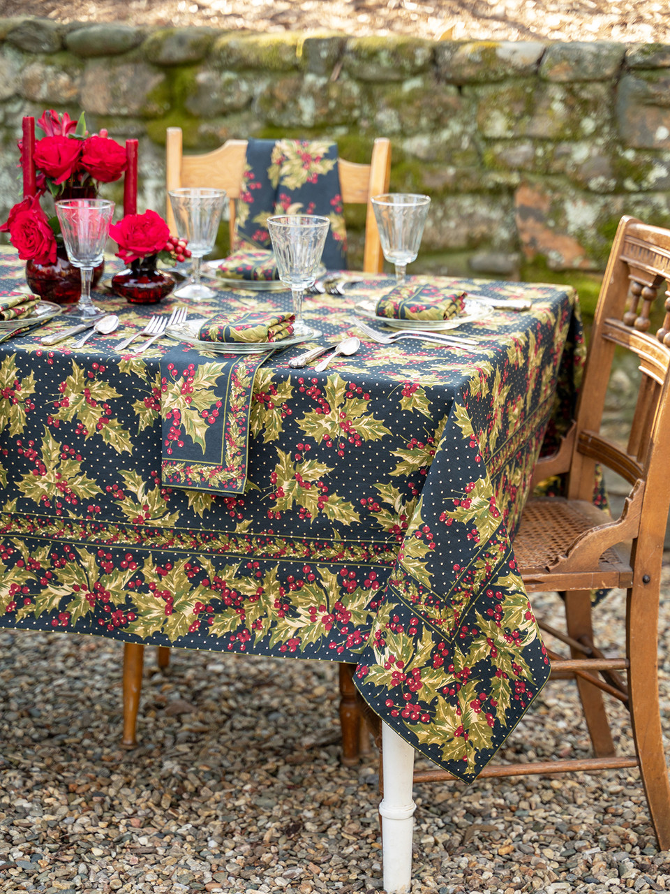 Winterberry Dot Tablecloth - Black | Shop Beautiful Designs by April ...