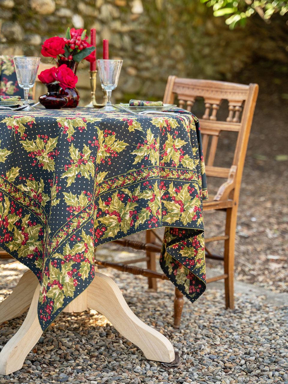 Winterberry Dot Tablecloth - Black | Shop Beautiful Designs by April ...