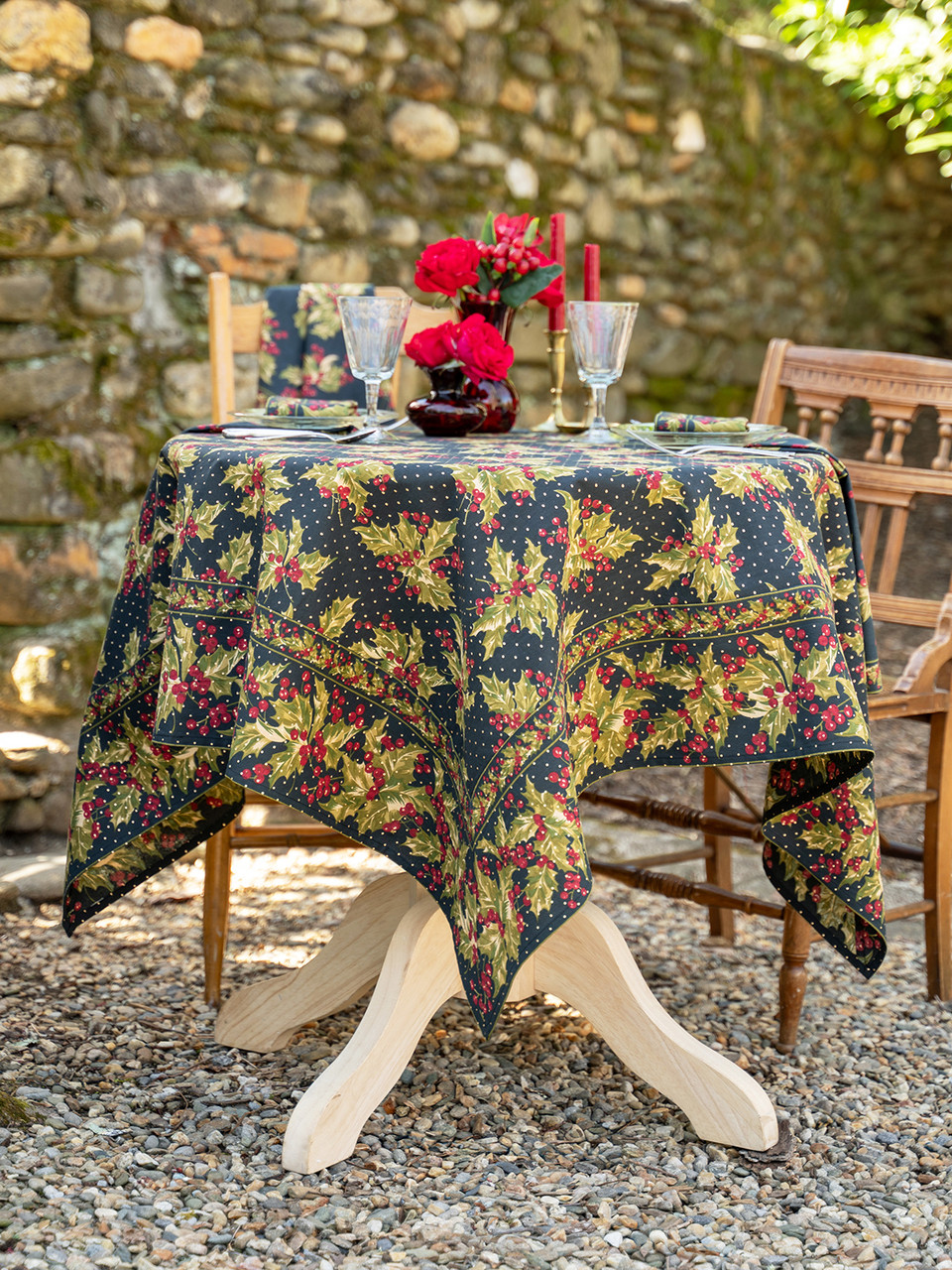 Winterberry Dot Tablecloth - Black | Shop Beautiful Designs by April ...