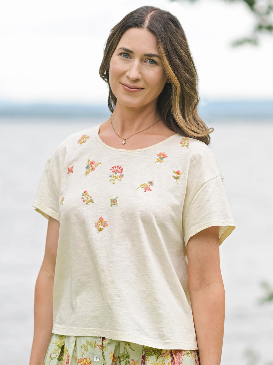 Floral Whimsy T-Shirt - Ecru | Shop Beautiful Designs by April Cornell