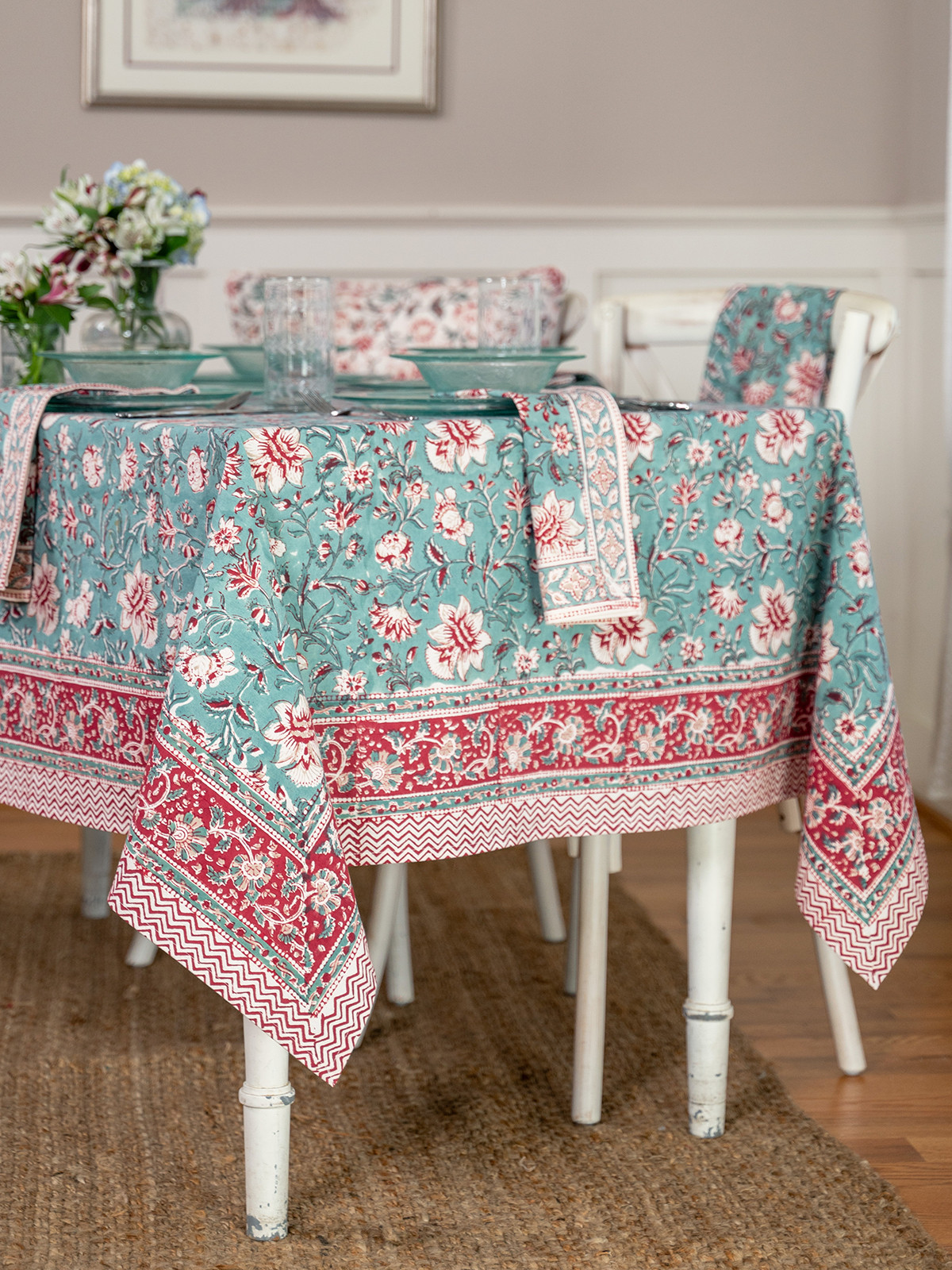 Hazel Block Print Tablecloth | Shop Beautiful Designs by April Cornell ...