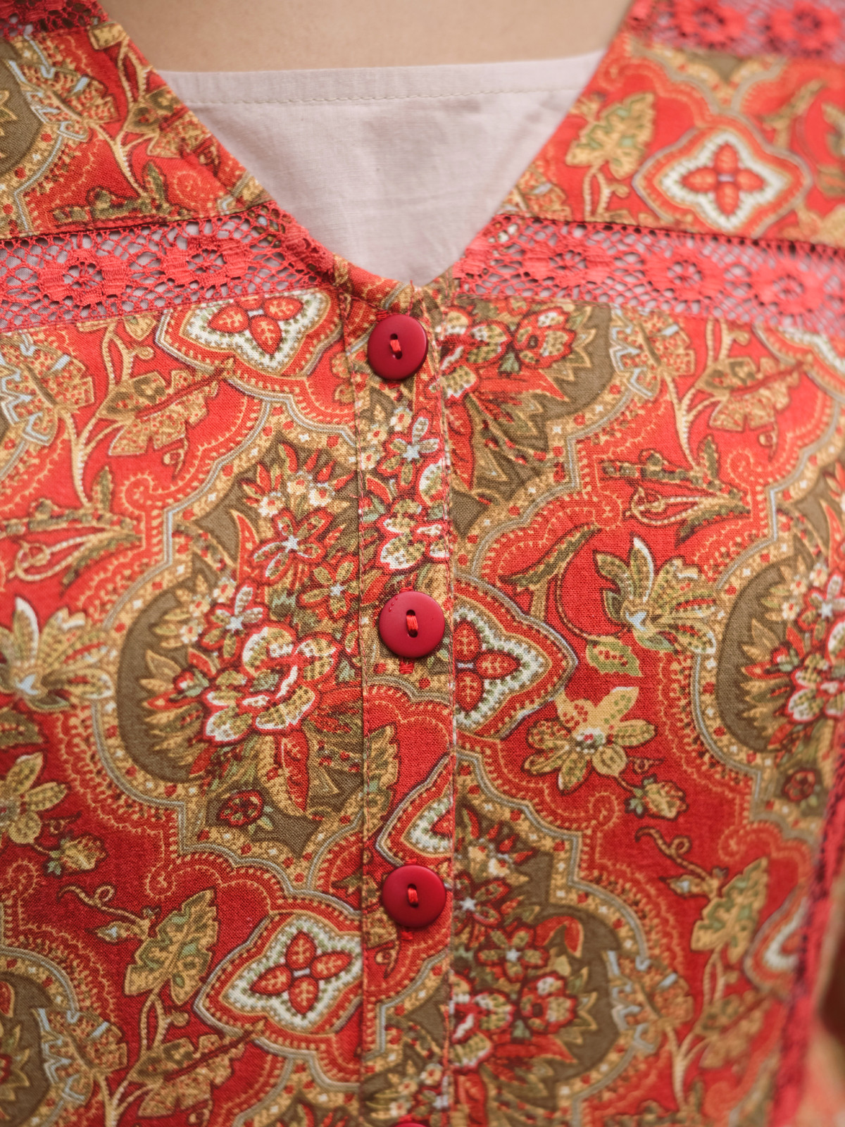 Floral Medallion Peasant Dress - Burnt Orange | Shop Beautiful Designs ...