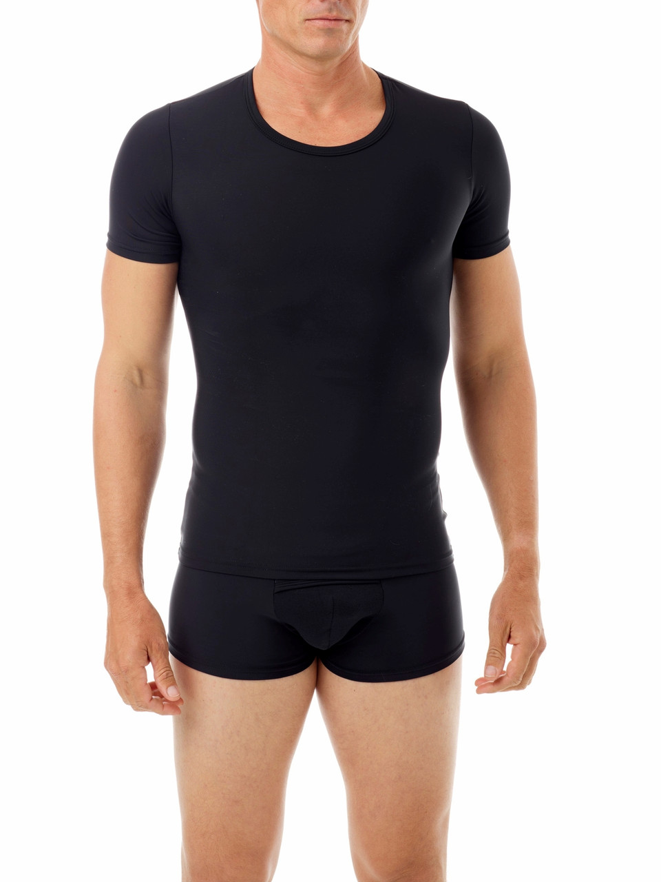 Men’s Microfiber Compression Crew Neck T-Shirt | Short Sleeve Slimming ...