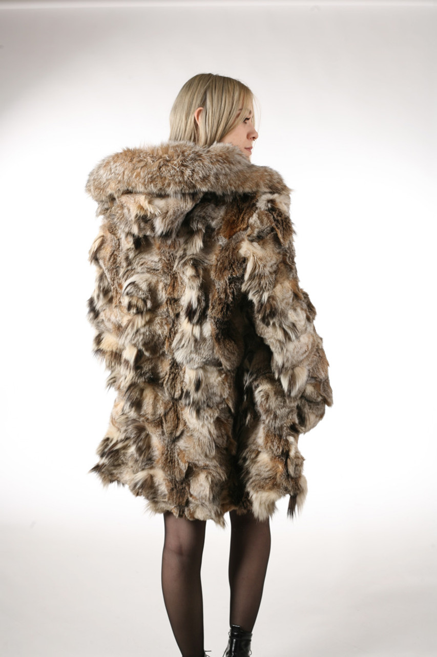 Lynx Fur Coat Hooded Sectional Skandinavik Fur