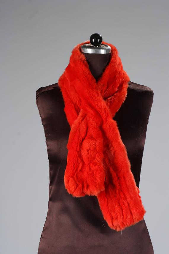 Red Rex Rabbit Fur Scarf | SKANDINAVIK FUR