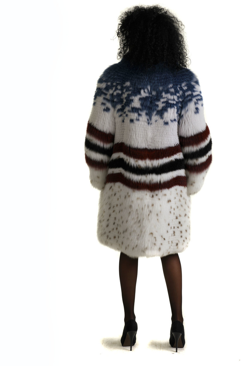 Multicolor Fox Fur Coat Firenze | SKANDINAVIK FUR