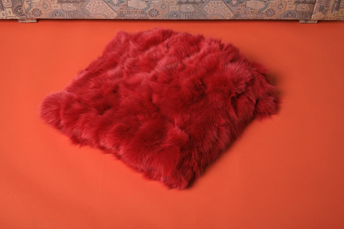 Bright Red Fox Fur Blanket Throw | SKANDINAVIK FUR